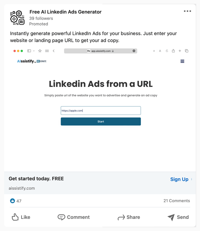 Free AI LinkedIn Ads Generator for B2B